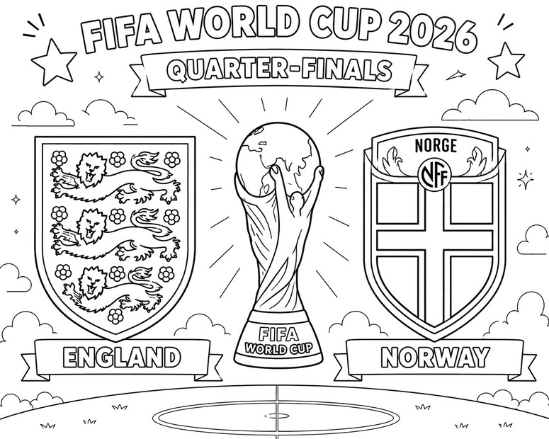 Coloring Page England Football Team 2026 Quarter finals 25 Coloring Page England Football Team 2026 Quarter finals 25