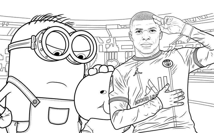 Coloring page Minions and Monsters : Kylian Mbappé 75